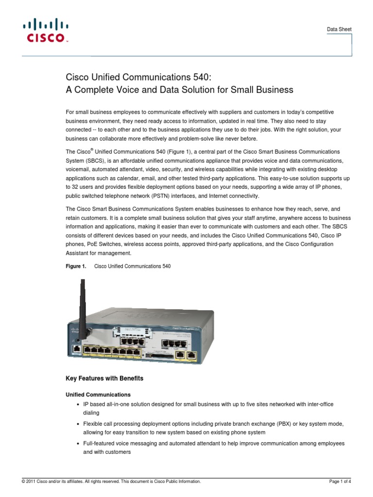 Cisco UC540 Data - Sheet PDF | PDF | Session Initiation Protocol ...