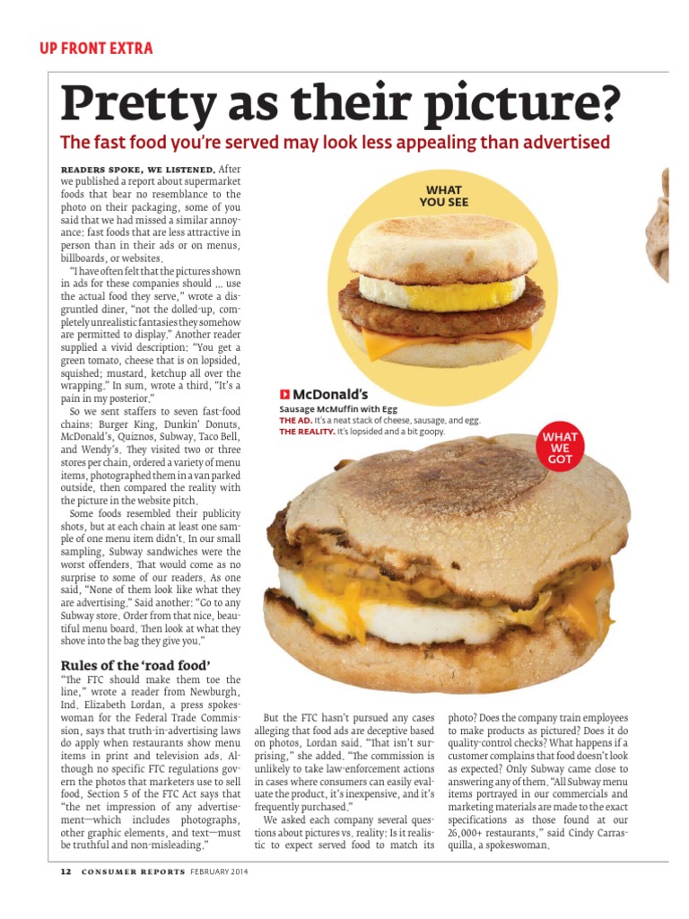 Fast Food - Real and Actual | PDF | Federal Trade Commission | American ...