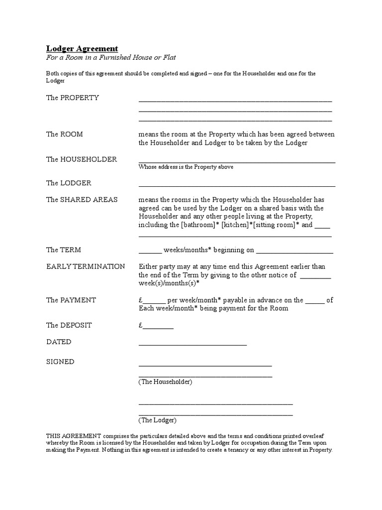Lodger Agreement | PDF | Private Law | Business Law