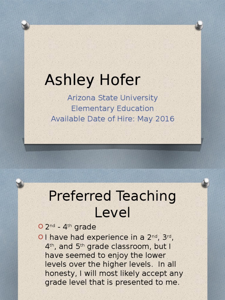 Ashley Hofer - Elementary Education Resume | PDF