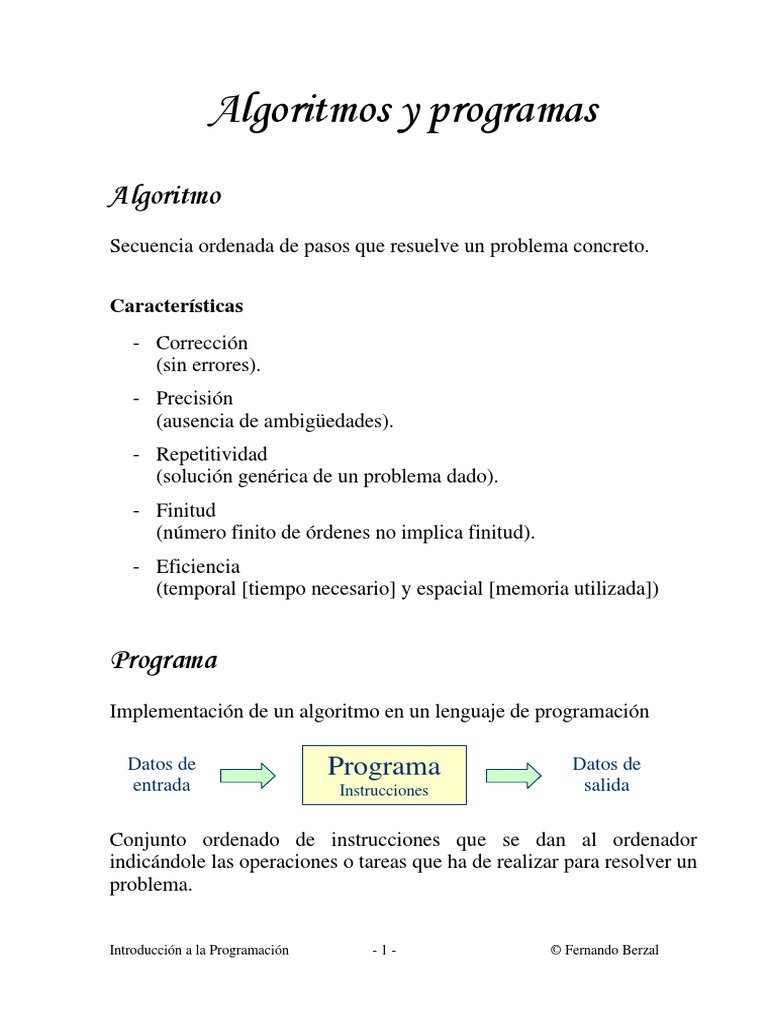 Introducción a algoritmos y programas | PDF | Algoritmos | Programación de computadoras