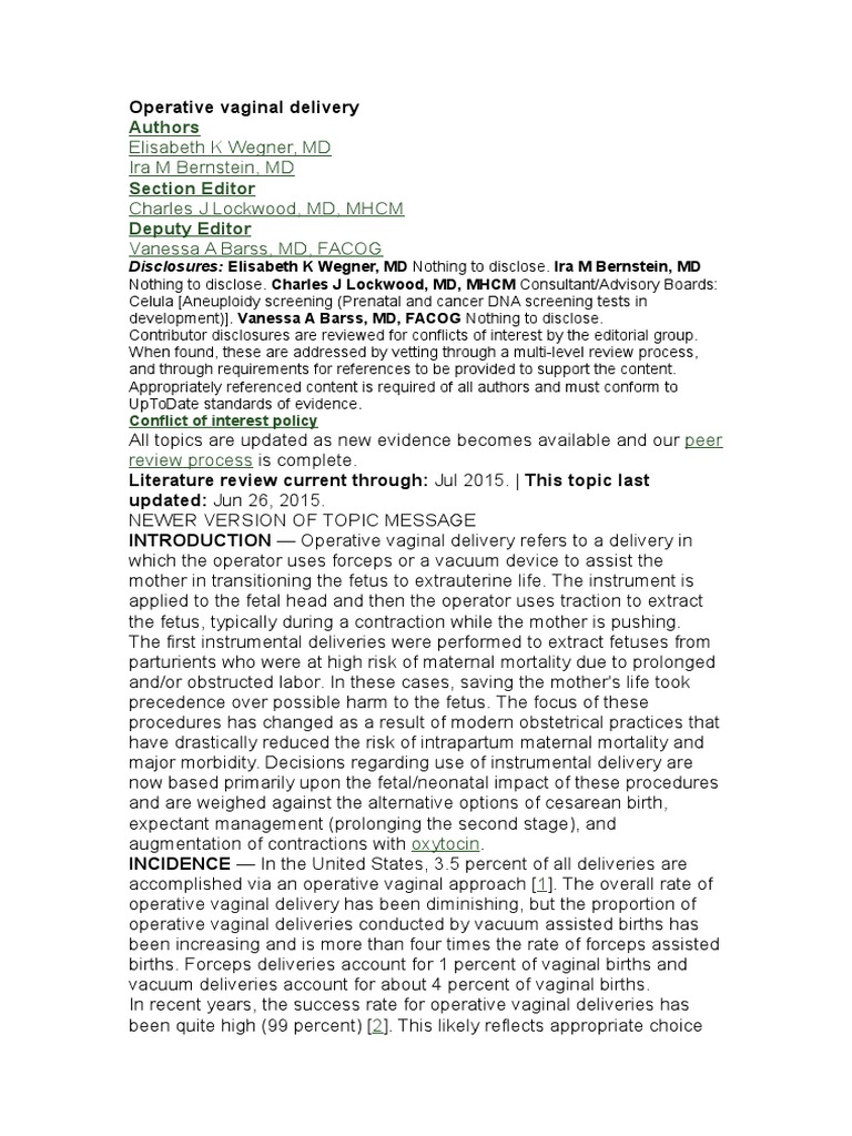 Operative Vaginal Delivery | PDF | Childbirth | Caesarean Section