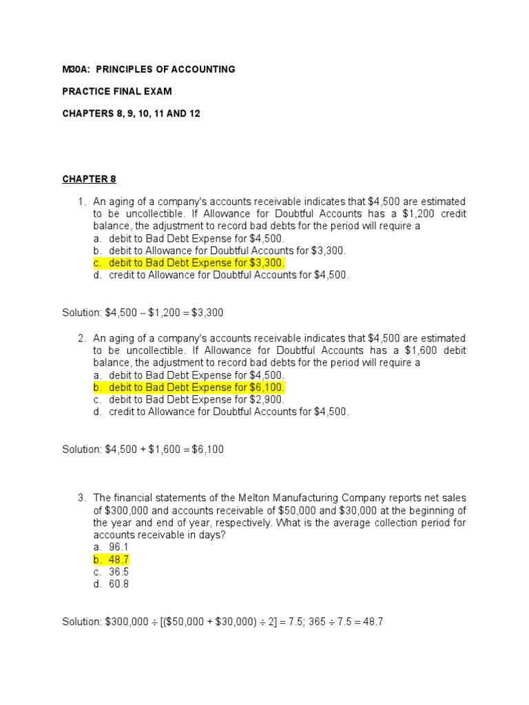 MGMT 30A: Practice Final | PDF | Book Value | Depreciation