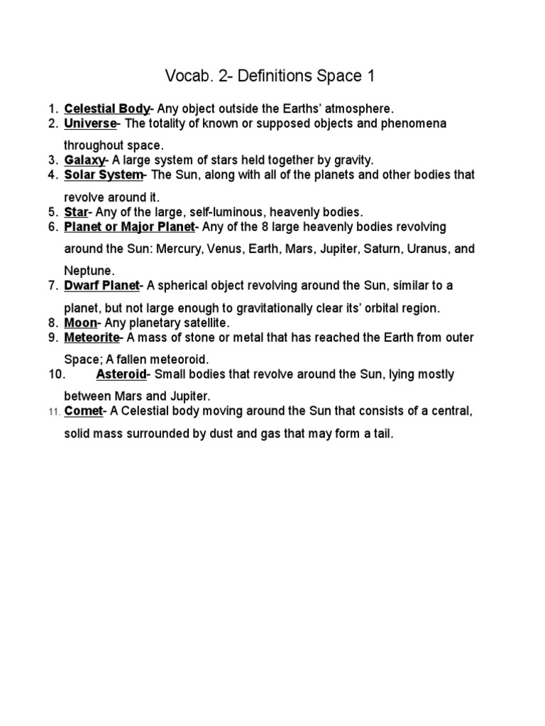 Vocab 2 Space 1 | PDF | Social Science | Science & Mathematics