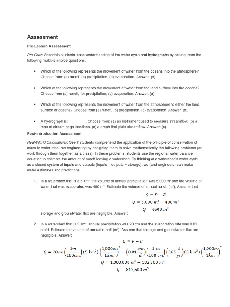 Assessment Hydrology 2015 | PDF | Water Cycle | Hydrology