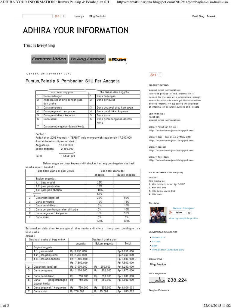 Rumus, Prinsip & Pembagian SHU Per Anggota | PDF | Bisnis