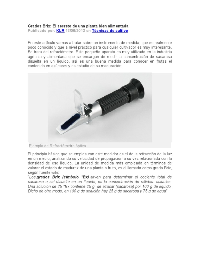 Grados Brix | PDF | Carbohidratos | Nutrientes