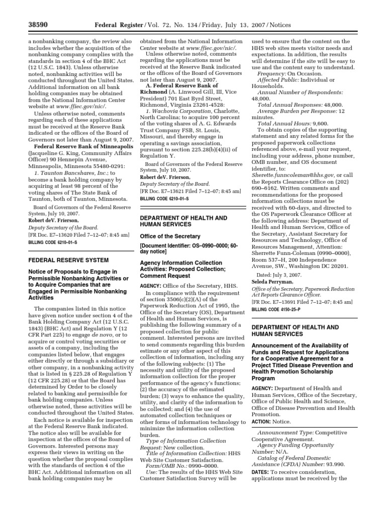 Notice: Grants and Cooperative Agreements Availability, Etc.: Disease ...