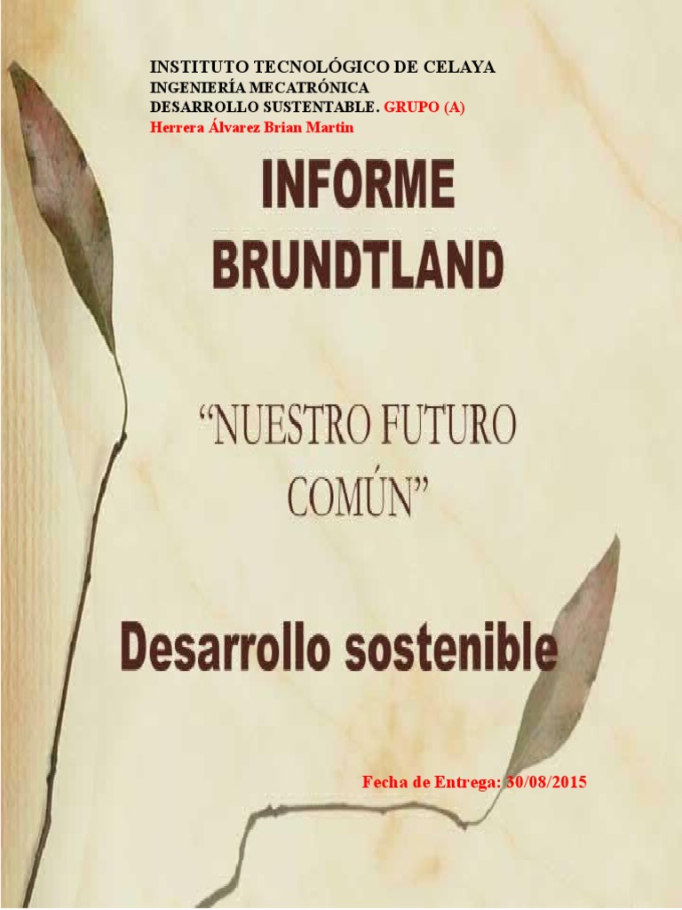 Resumen Informe Brundtland de 1987 | PDF | Desarrollo sostenible ...