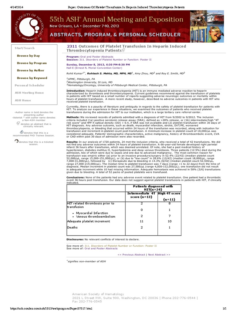 Paper - Outcomes of Platelet Transfusion in Heparin Induced ...
