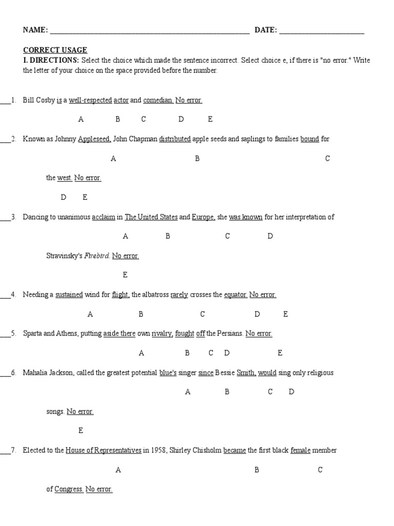Correct Usage: Identifying Errors in Grammar, Spelling, Capitalization ...