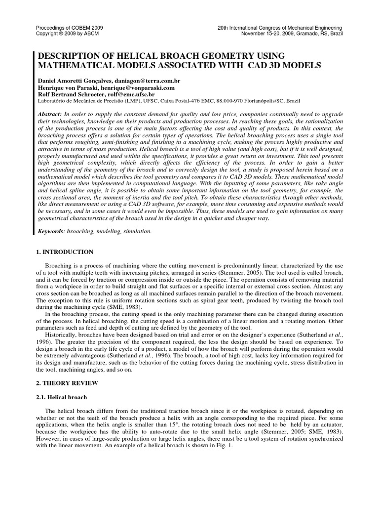 Helical Broaching | PDF | Machining | Gear