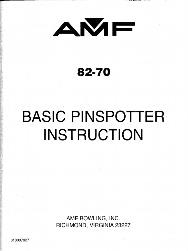 AMF 82-70 Pinsetter Operation Manual | PDF | Electrical Connector ...