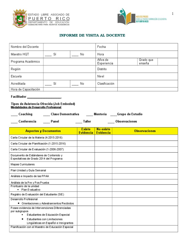 Hoja de Visita Al Maestro | PDF | Instrucción diferenciada | Ciencia ...