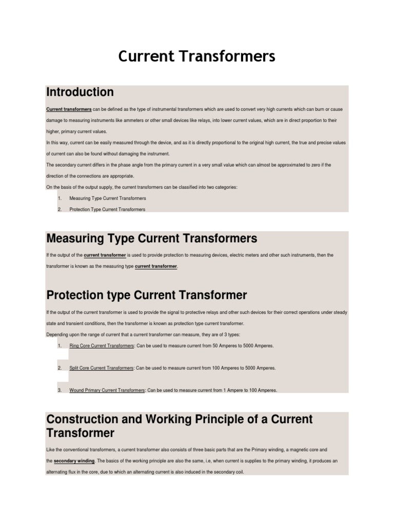 Current Transformers | Transformer | Electric Current