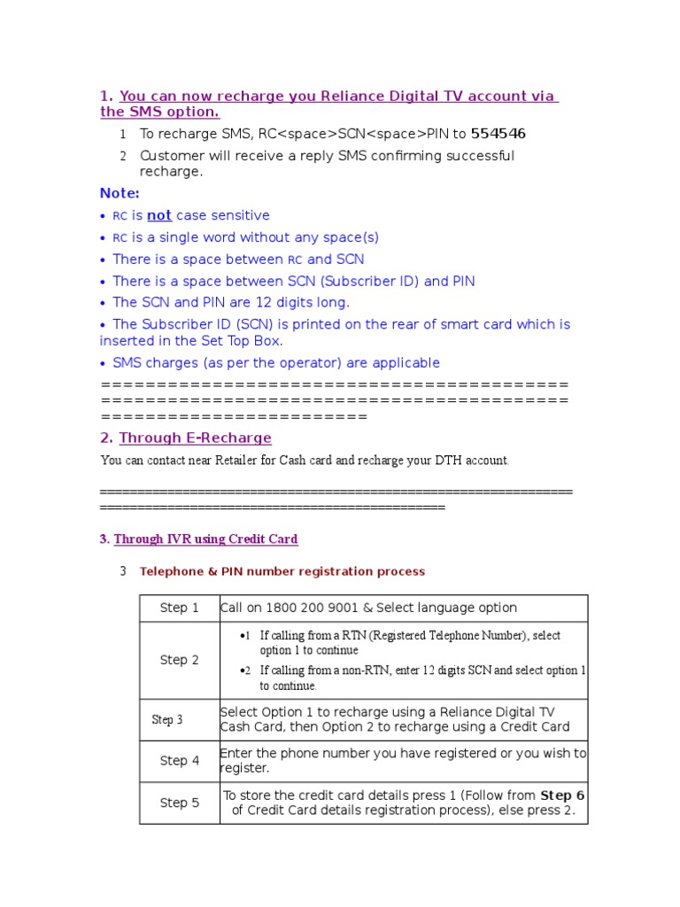 Reacharge & Balance Inquiry Procedure | Interactive Voice Response ...