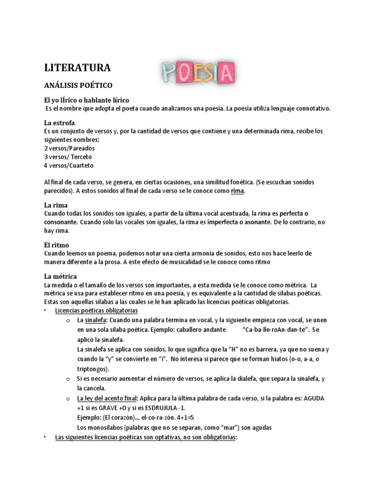 ANÁLISIS POÉTICO | Rima | Metro (poesía)