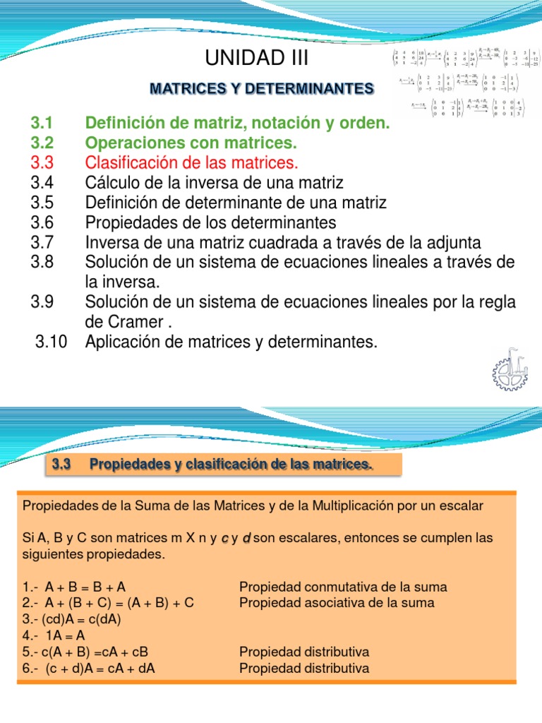 Propiedades de Matrices | PDF | Determinante | Matriz (Matemáticas)