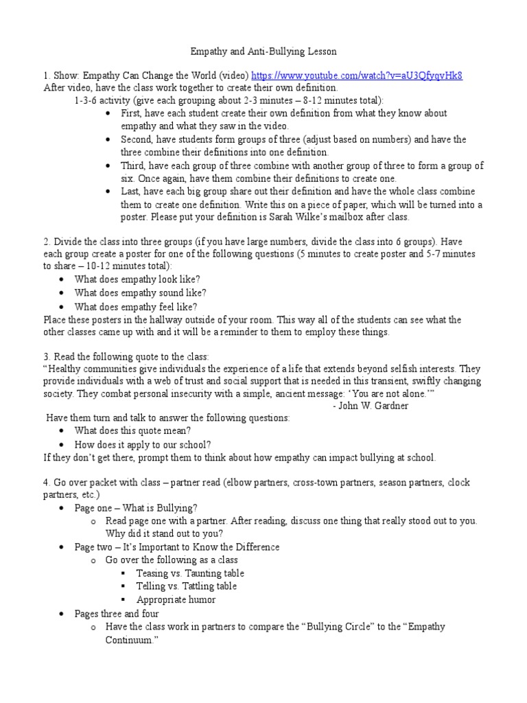 Empathy Lesson Plan | PDF | Empathy | Communication