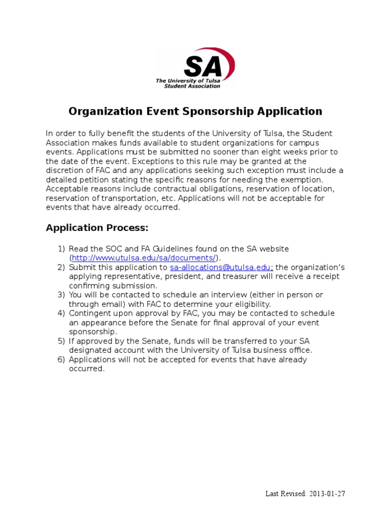 Event Sponsorship Application | PDF | Government | Business