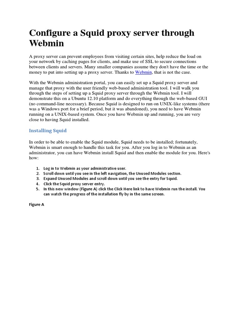 Configure A Squid Proxy Server Through Webmin | PDF | Proxy Server ...