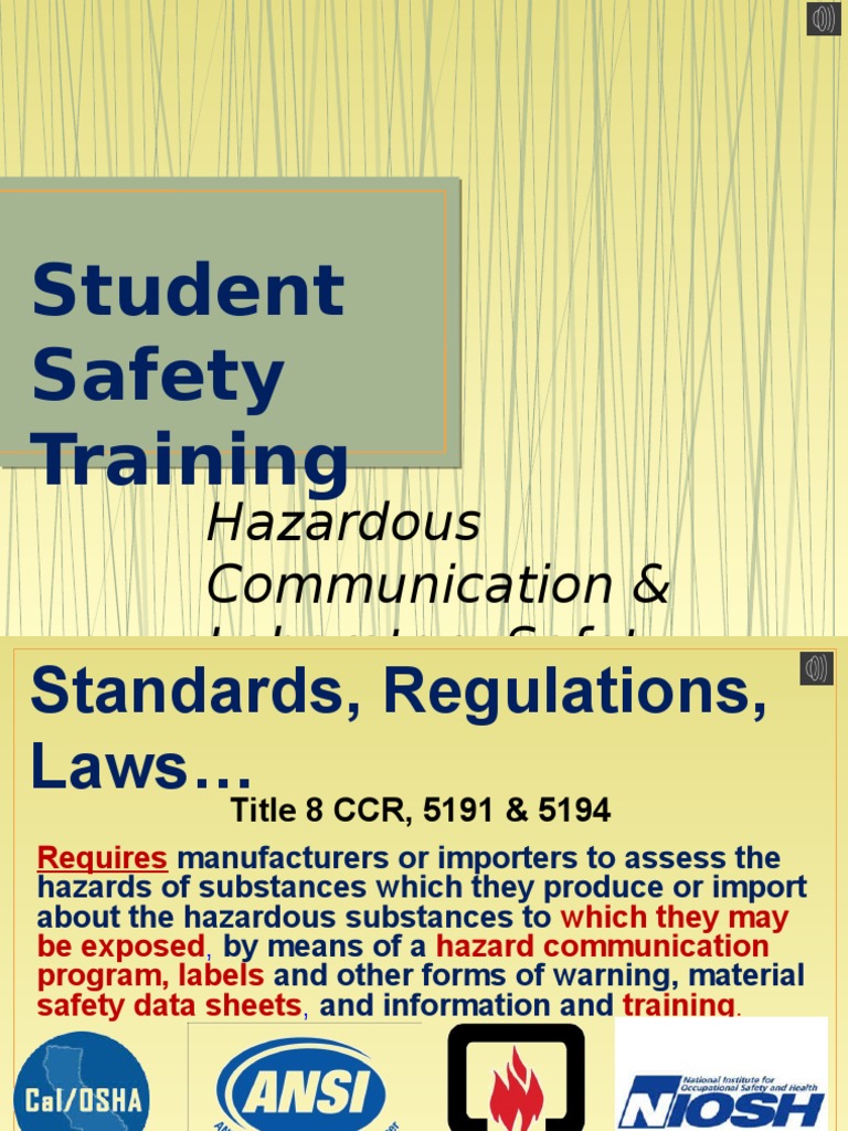 Student Safety Training Fall 2015 Powerpoint | PDF | Laboratories ...