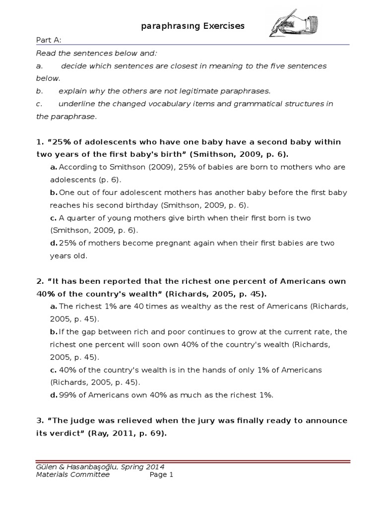 Paraphrasing Exercises | PDF | Mustafa Kemal Atatürk