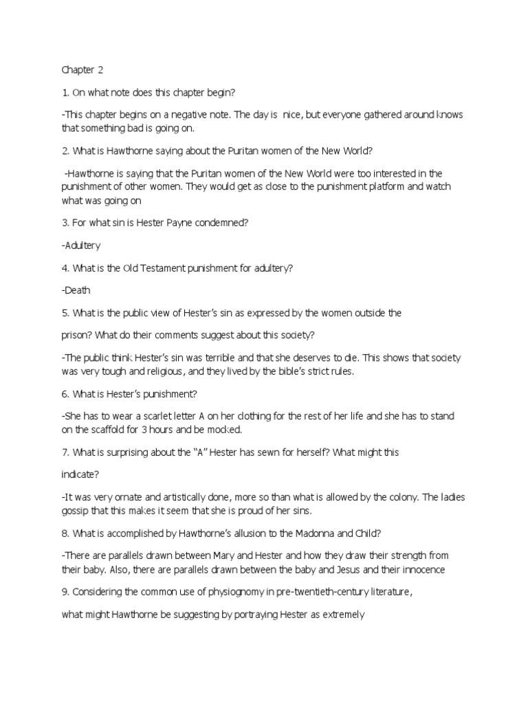 Scarlet Letter Answers | PDF | The Scarlet Letter