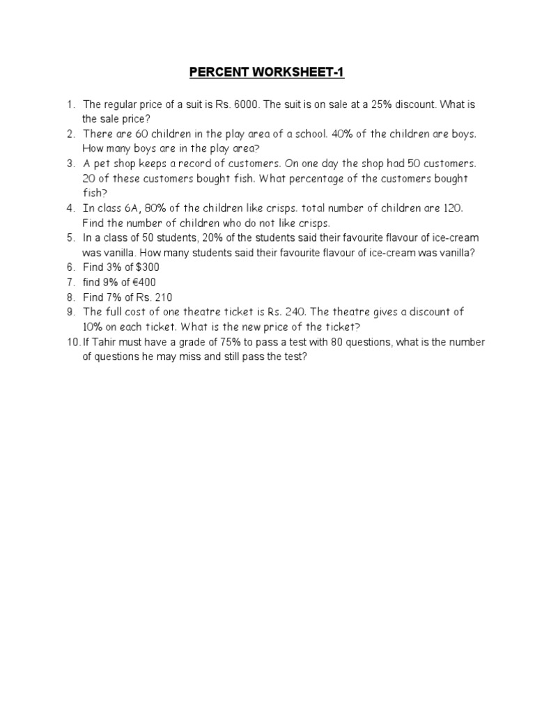 Percent Class 6 | PDF