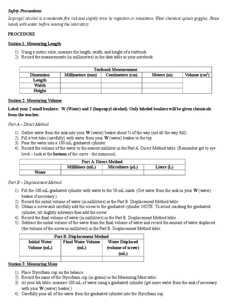 Measurements in The Laboratory - Procedures, Post-Lab, Conclusion | PDF ...