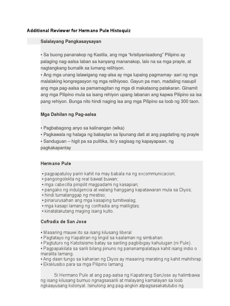 Additional Reviewer for Hermano Pule Histoquiz