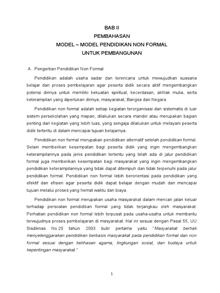 Model - Model Pendidikan Non Formal | PDF | Karier & Perkembangan | Ilmu Sosial