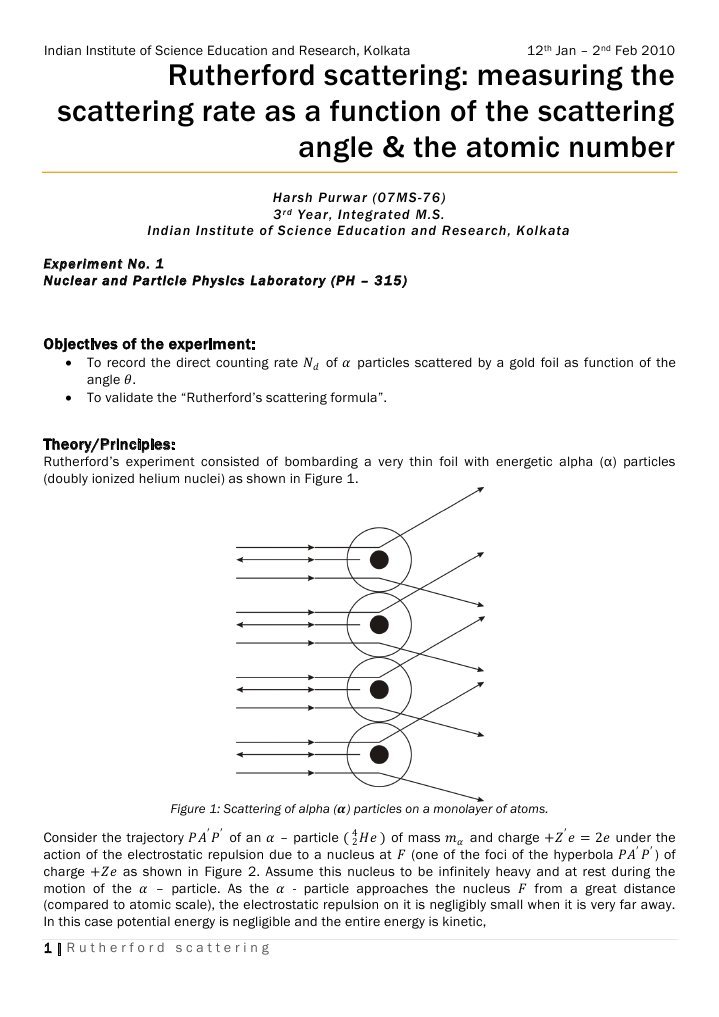 Rutherford Scattering: Measuring The Scattering Rate As A Function of ...