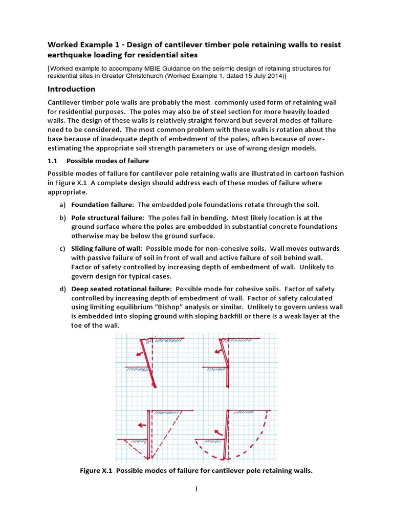 Timber Pole Cantilever Wall Worked Example 1 | PDF | Civil Engineering | Mechanical Engineering