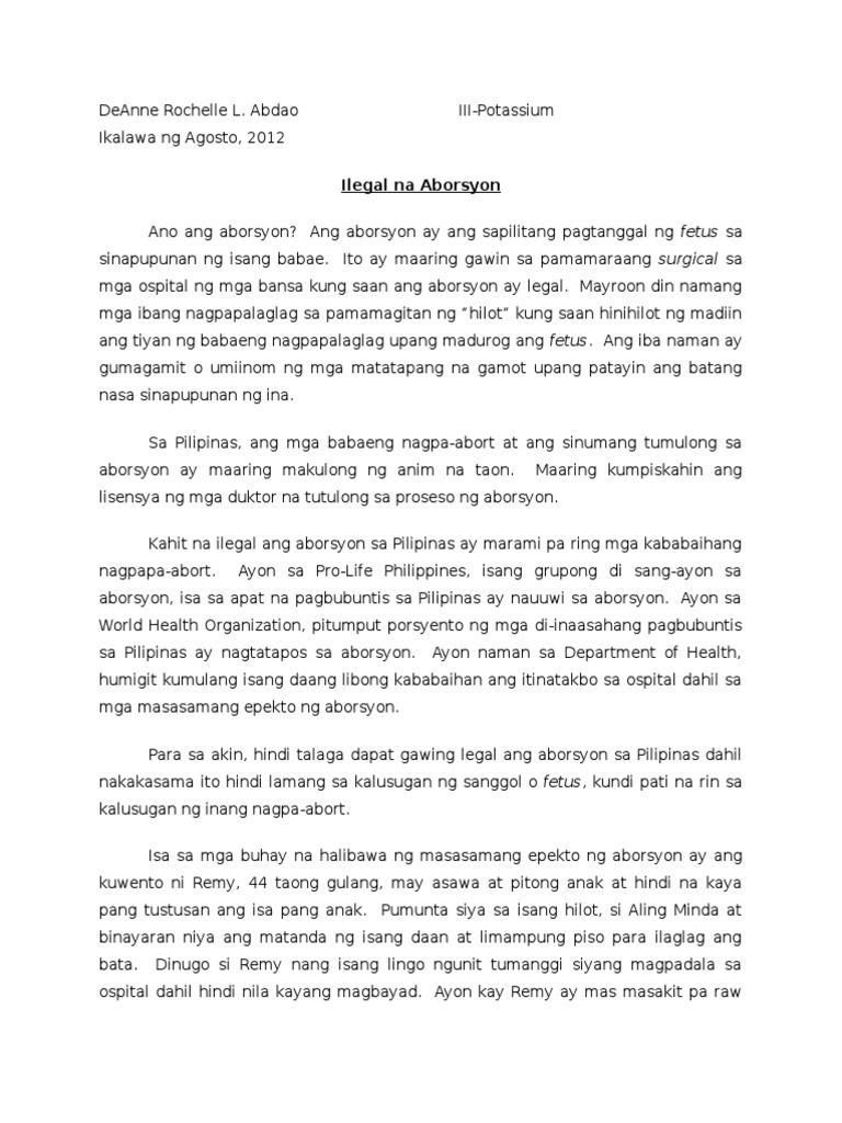 Ano Ang Aborsyon | PDF