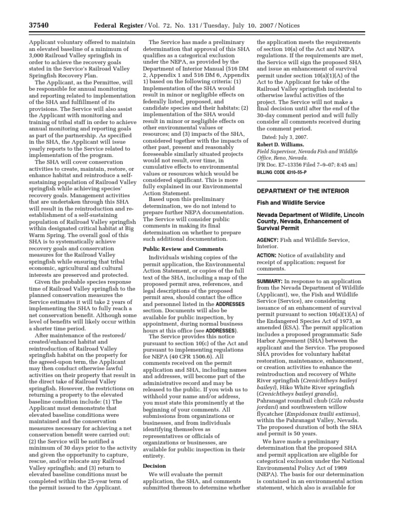 Notice: Endangered and Threatened Species: Incidental Take Permits ...