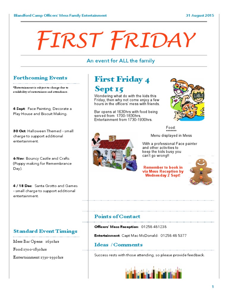 First Friday Newsletter | PDF | Cooking, Food & Wine