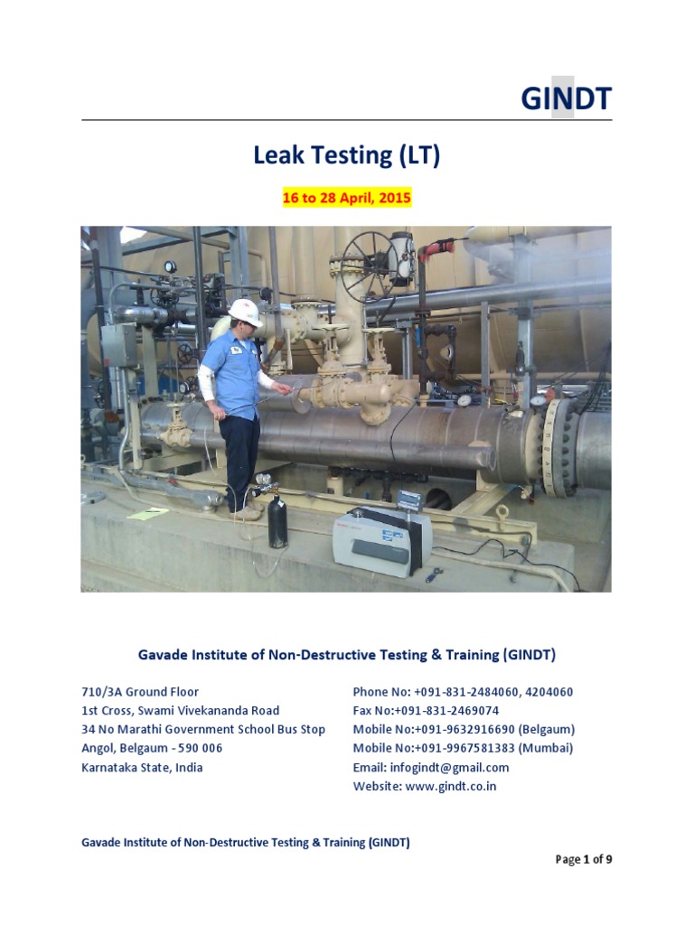 NDT Level 2 in Leak_Testing | Leak | Chemistry