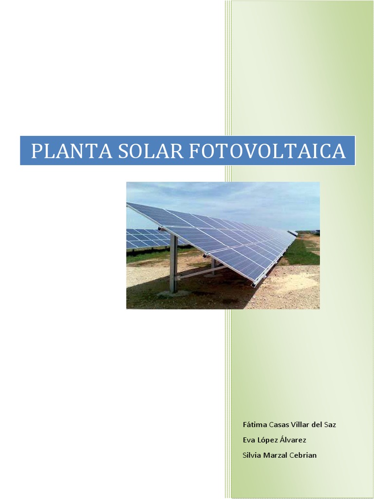 Plan de Negocio: Planta Solar Fotovoltaica | PDF | Energía solar ...