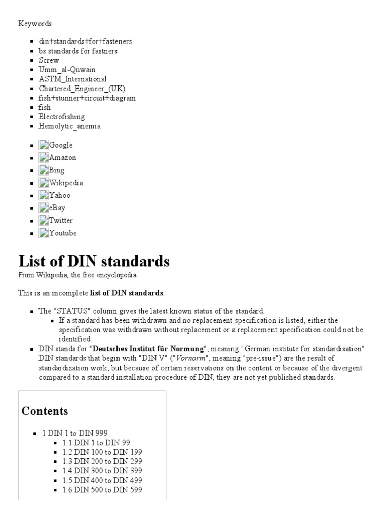List of DIN Standards