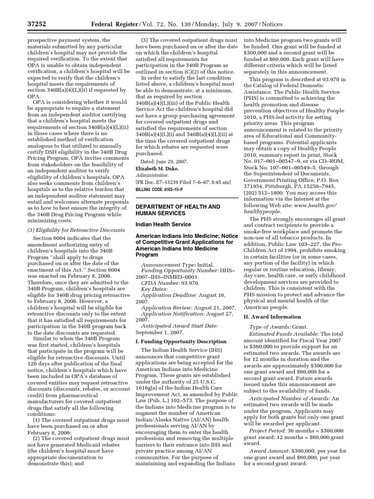 Notice: Grants and Cooperative Agreements Availability, Etc.: American ...