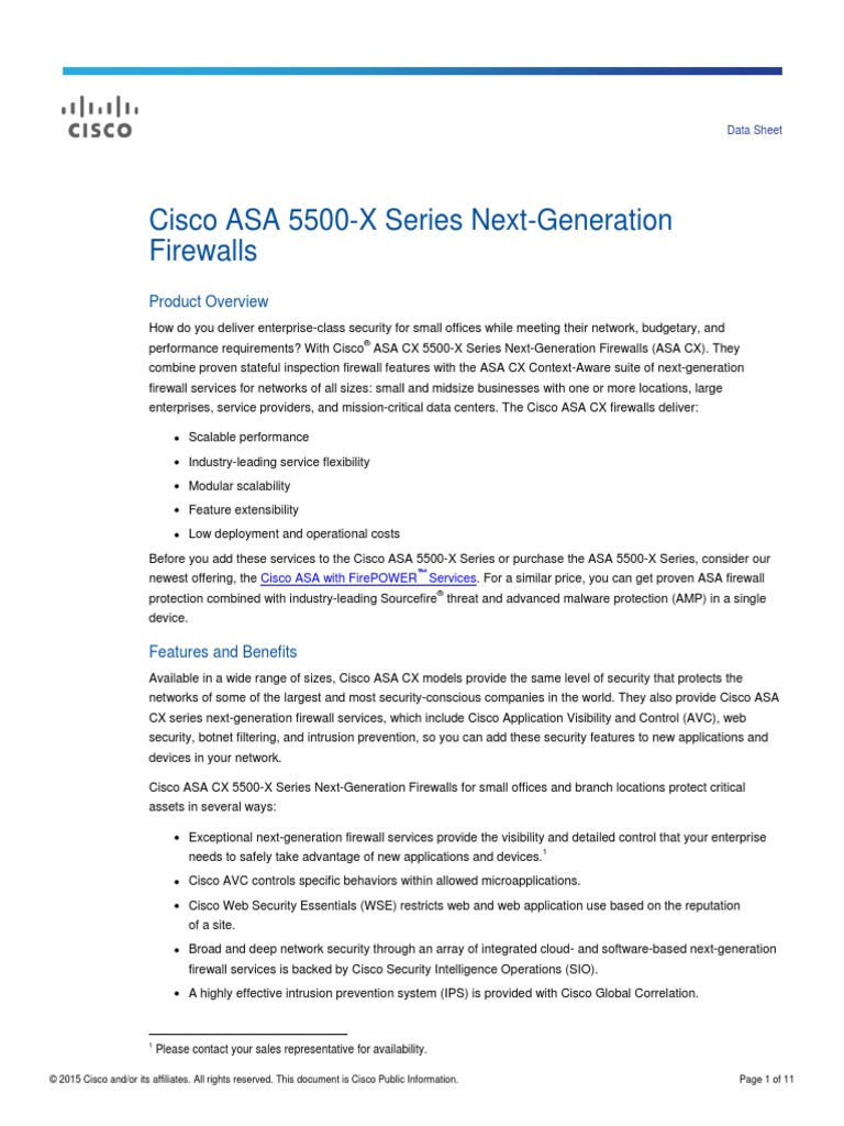 Cisco ASA 5545 Datasheet | PDF | Alternating Current | Computer Network