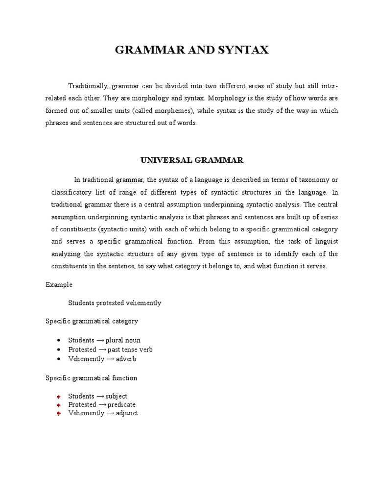 Morphology Syntax | PDF | Syntax | Language Acquisition