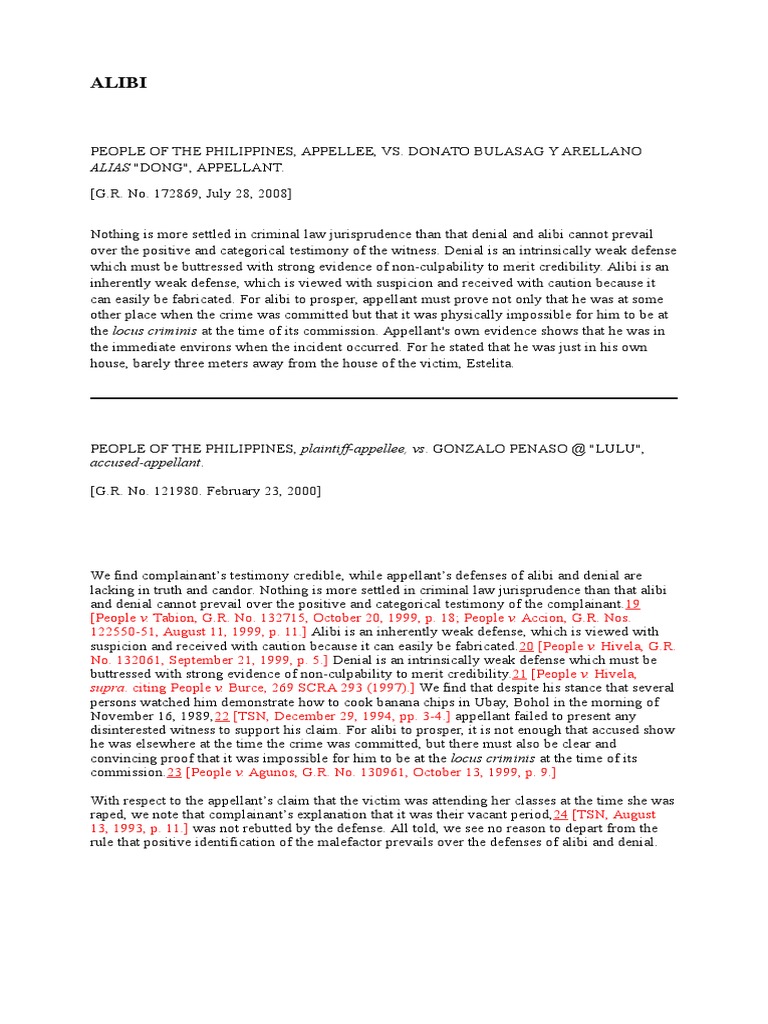 Alibi | PDF | Witness | Testimony