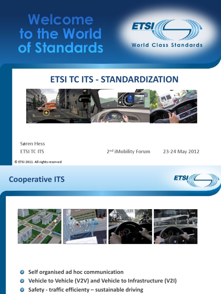 Søren Hess Etsi TC Its 2 Imobility Forum 23-24 May 2012 | PDF | Traffic ...