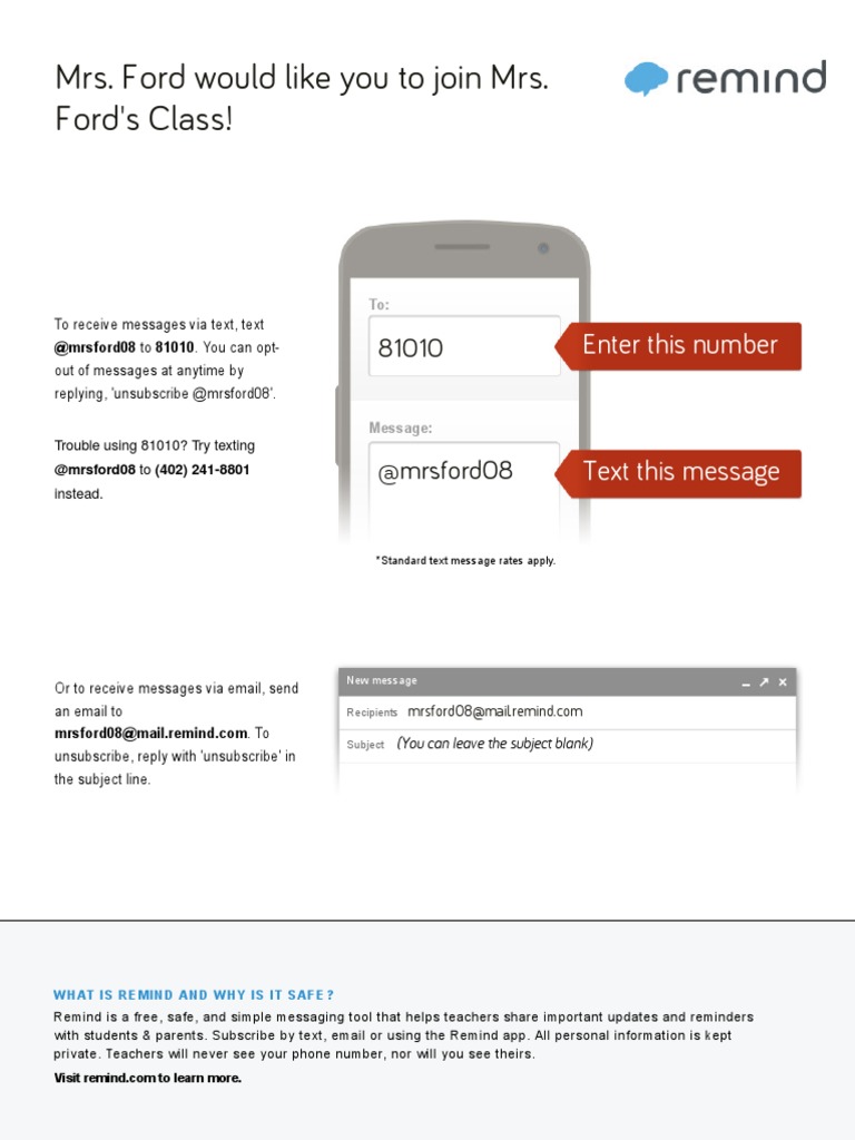 Join Mrs. Ford's Class via Remind | PDF | Computers