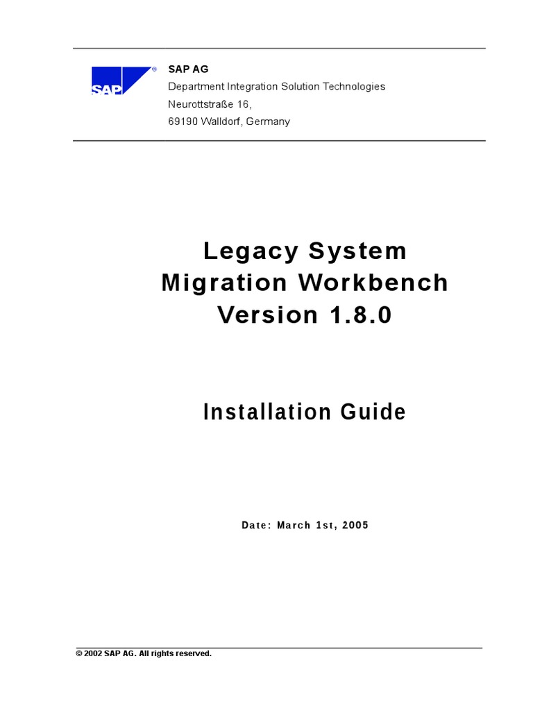 Legacy System Migration Workbench: Department Integration Solution Technologies Neurottstraße 16 ...