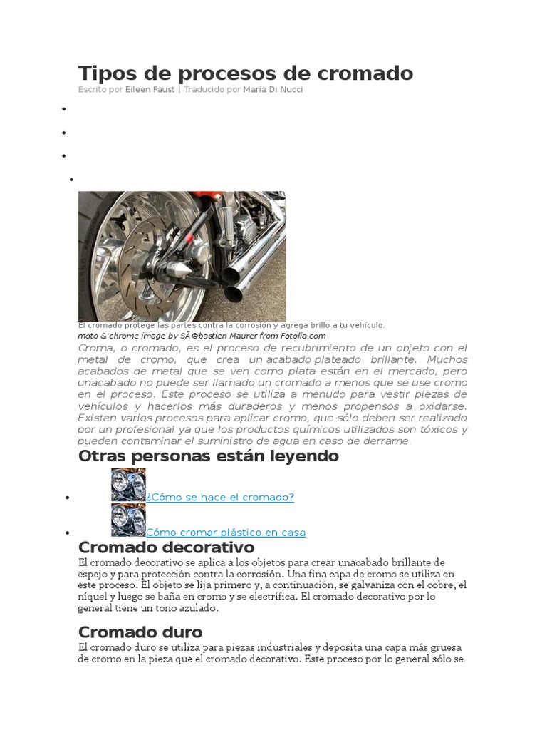 Tipos de Procesos de Cromado | PDF | Revestimiento | Procesos industriales