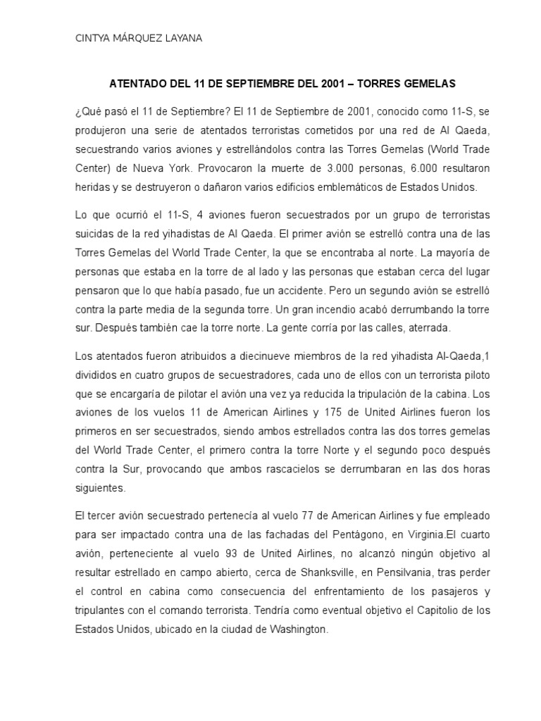 Atentado Del 11 de Septiembre Del 2001 | PDF | Ataques del 11 de ...