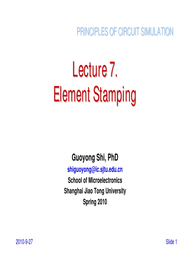 MNA Stamp | PDF | Electrical Network | Spice